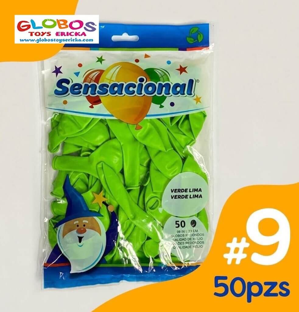 Globos latex Verde Lima 9" Sensacional Globos Toys Ericka